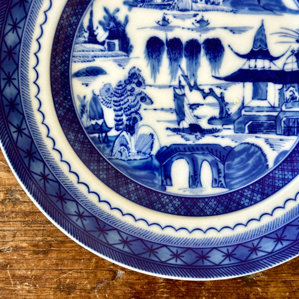 Blue Canton Dessert Plate - Larger Cross