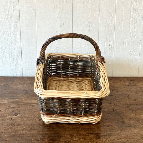 French Rectangular Willow Arm Basket with Criss-Cross - Larger Cross