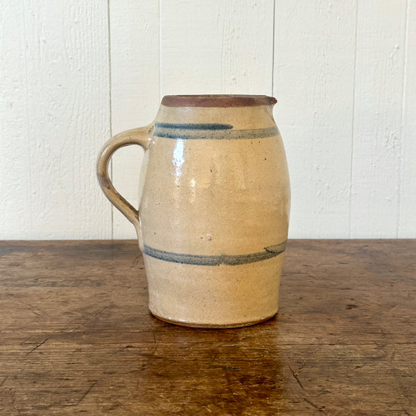 19th C Banded Stoneware Pitcher - Larger Cross