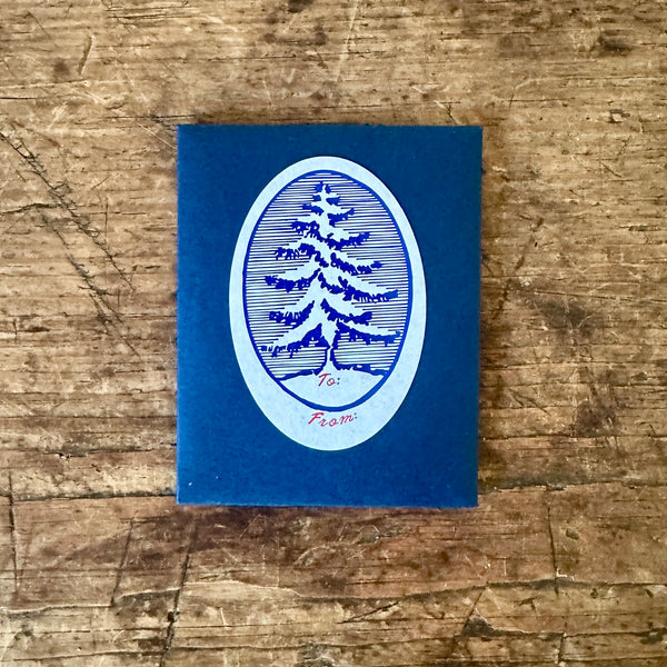 Oval Tree Gift Box Stickers - Larger Cross