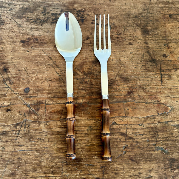 Dark Bamboo Two Piece Serving Set - Larger Cross