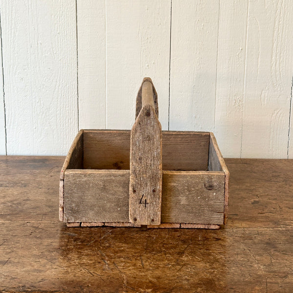 Antique Wood Berry Carrier - Larger Cross