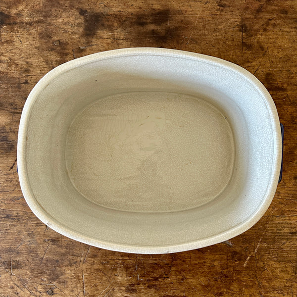 Large Chinese Porcelain Oval Cachepot with Leaves - Larger Cross